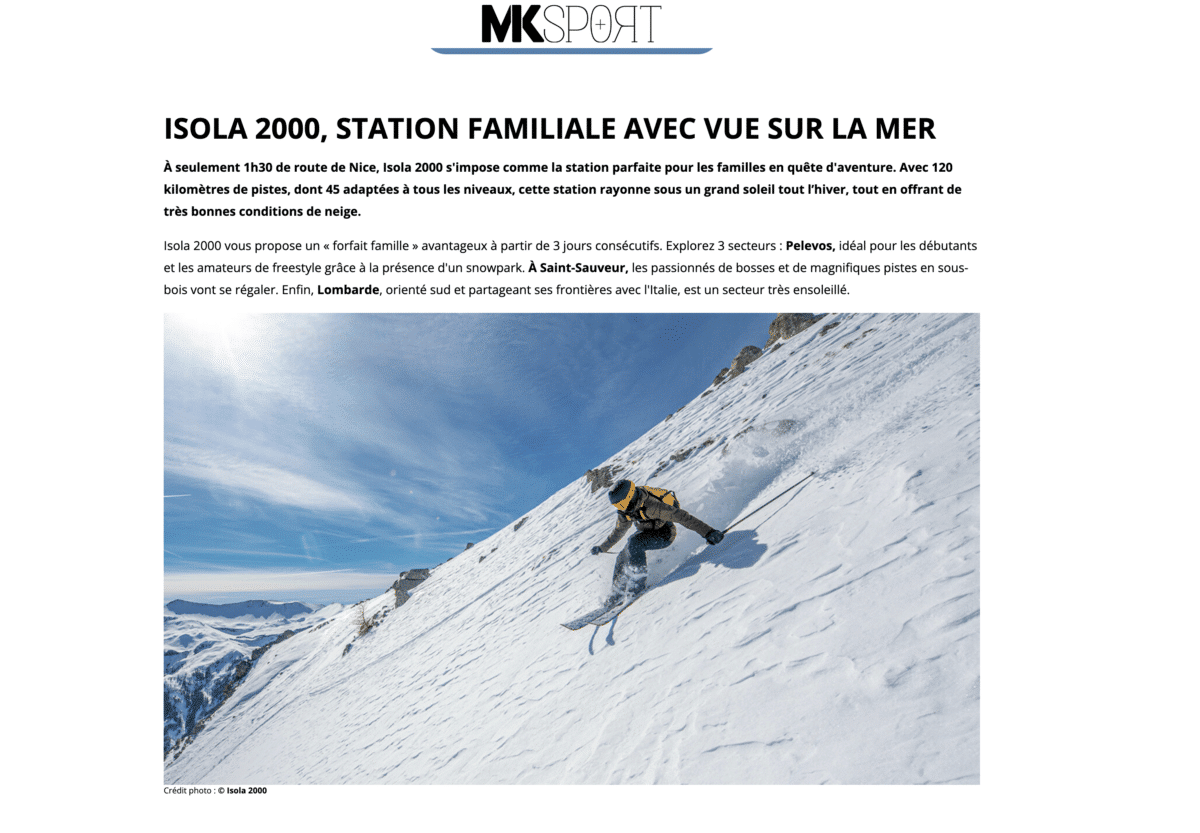Auron et Isola 2000 dans MK Sport Magazine | Nice Côte d'Azur