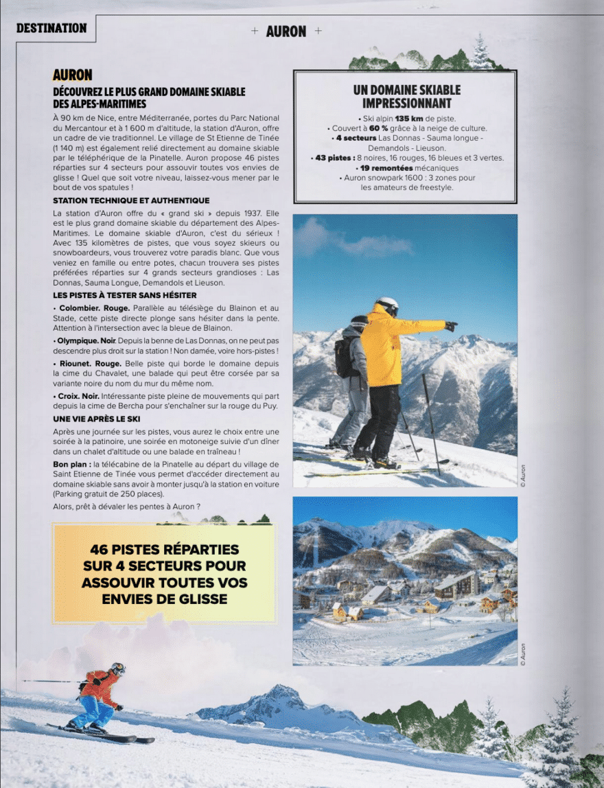 Auron et Isola 2000 dans MK Sport Magazine | Nice Côte d'Azur